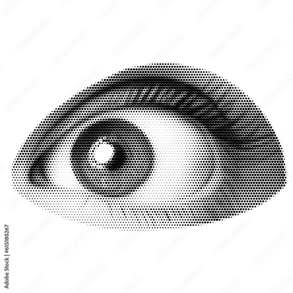 Retro halftone collage eye for use in mixed media designs. Dotted pop ...