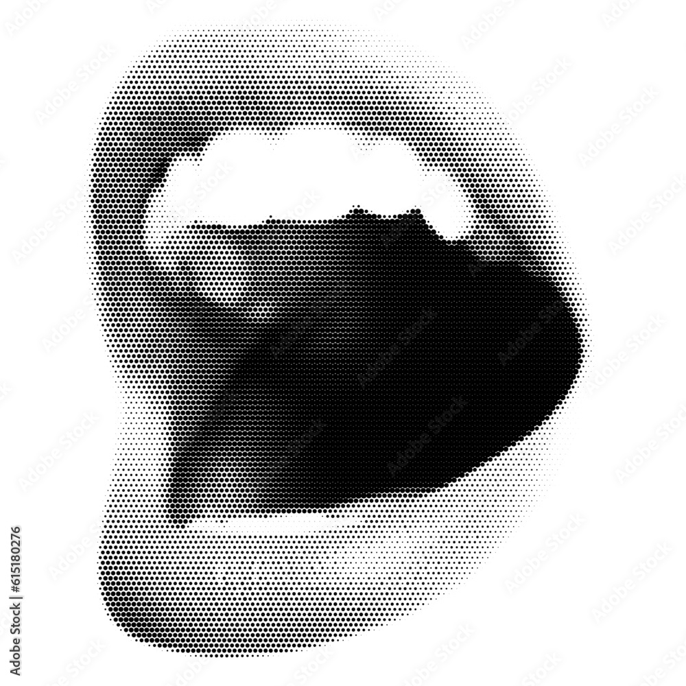 Woman's open lips as retro halftone collage elements for mixed media ...