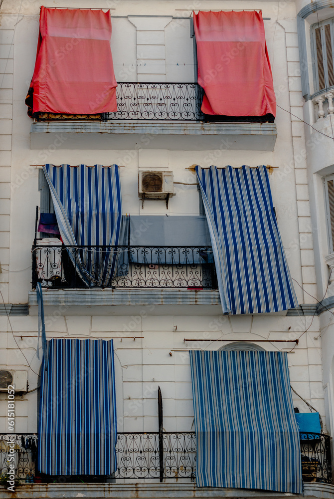 Algiers (Alger), Algeria : exterior large window curtains to prevent ...