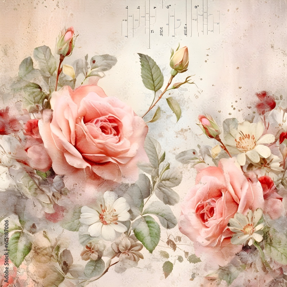 Vintage rose paper background, created with Generative AI technology ...
