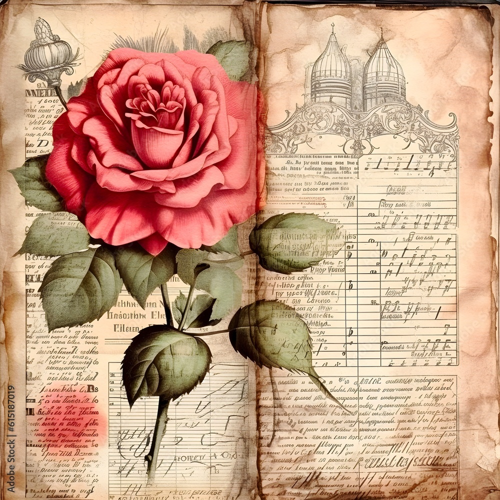 Vintage rose paper background, created with Generative AI technology ...