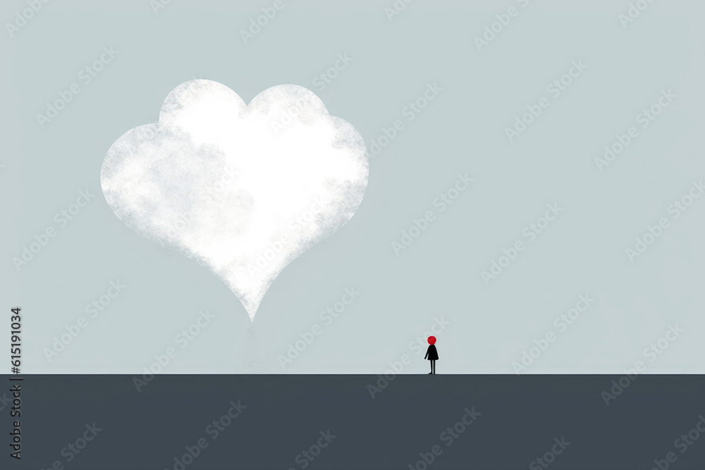 A stick figure hiding in the shadows of a large cloud its feet tracing ...