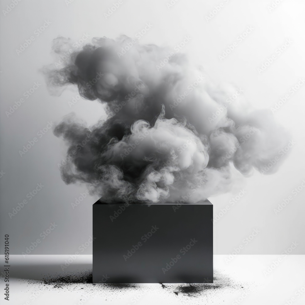 Smoke staining the sky a deep grey. Minimalist mockup for podium ...