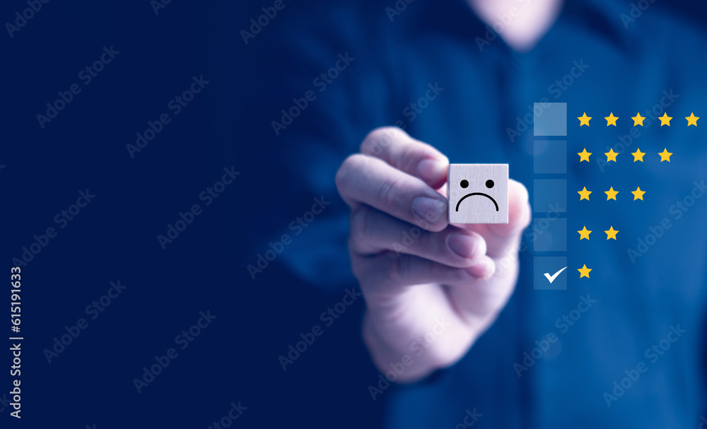 Customer satisfaction survey concept. Businessman, rate the service ...