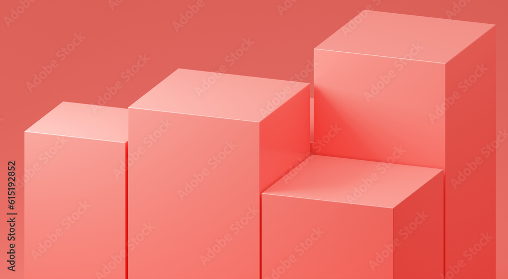 Pastel red podium background product stage display on 3d geometric ...