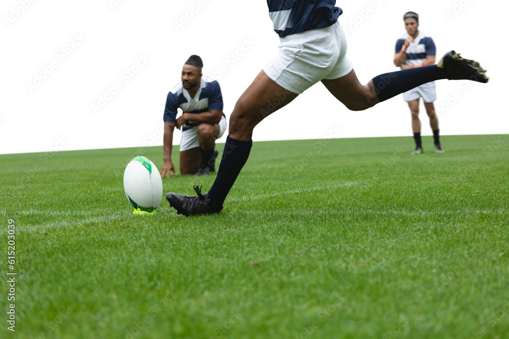 Digital png photo of diverse rugby players during game on transparent ...