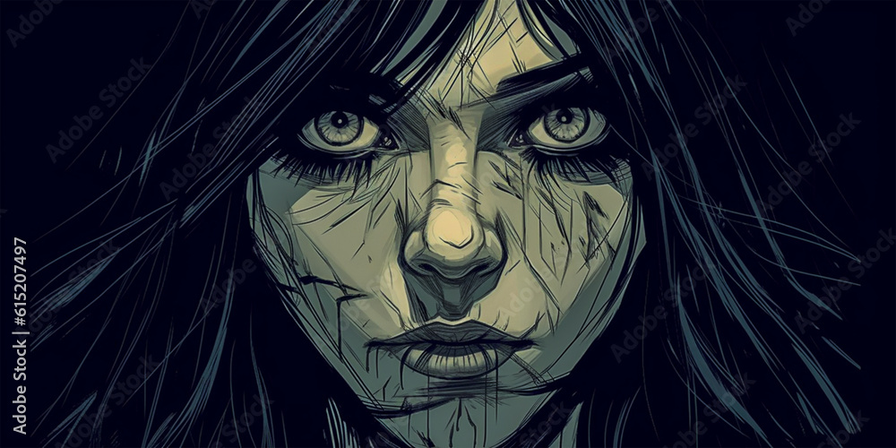 An anime style portrait depicting an evil but beautiful character. Adds ...