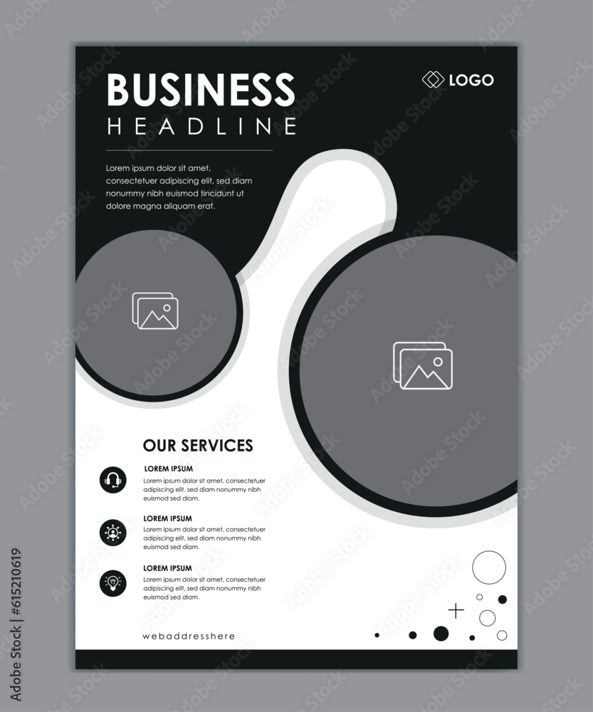 A4 responsive infographic flyer template design with circular soft ...
