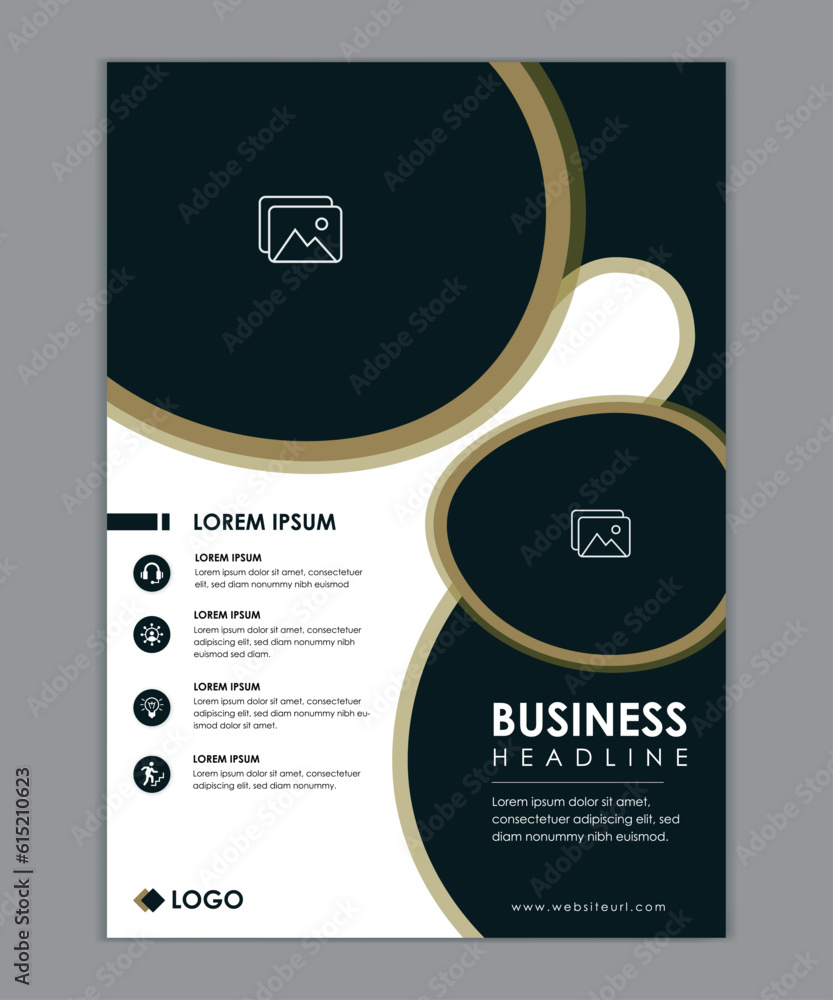 A4 responsive infographic flyer template design with circular soft ...