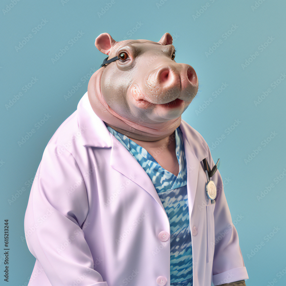 Hipo as a doctor with stethoscope, blue background , Comic concept of ...