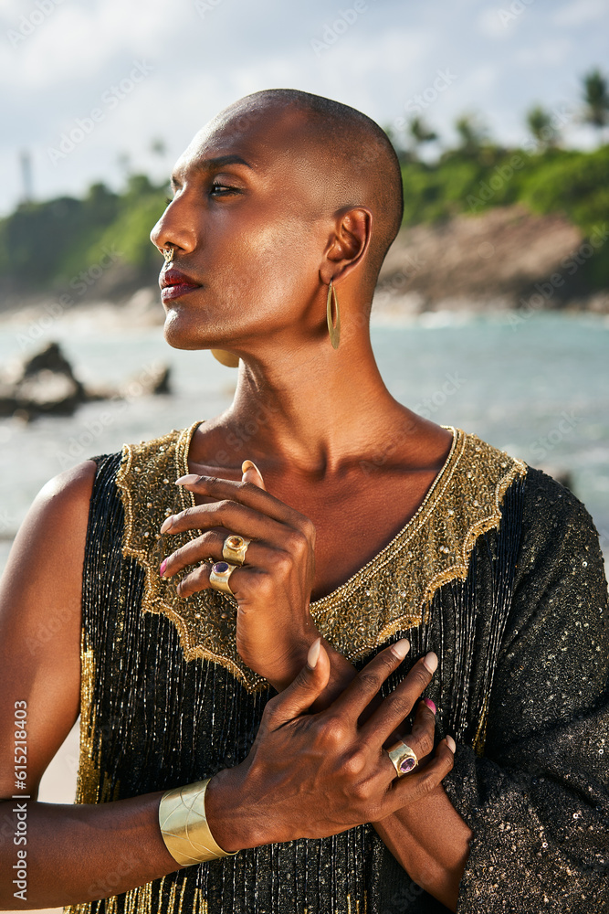 Gender fluid biracial gay hands with jewelry rings, bracelets. Bipoc ...