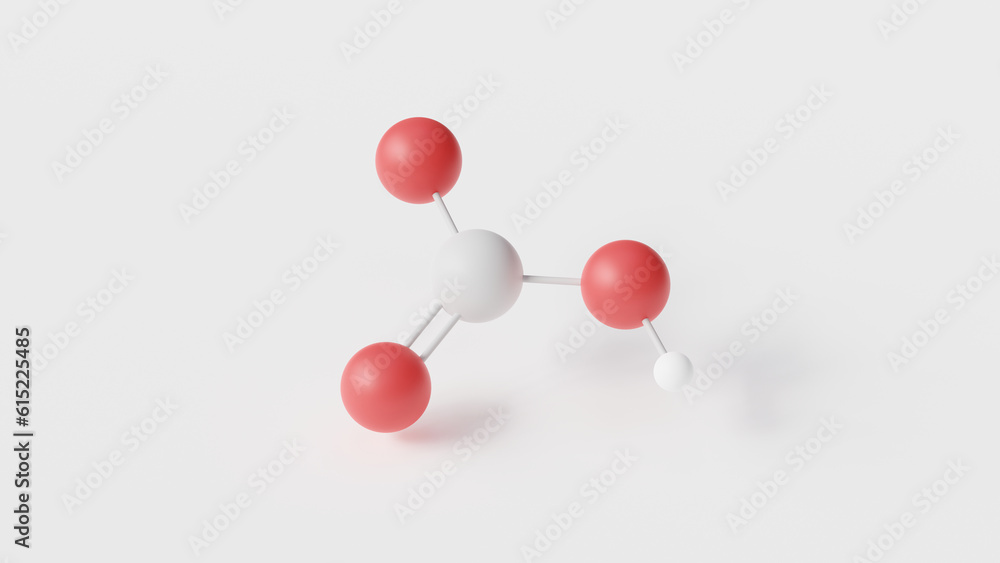 bicarbonate molecule 3d, molecular structure, ball and stick model ...