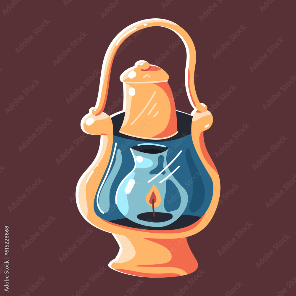 Vintage gas lamp vector cartoon illustration isolated on background ...