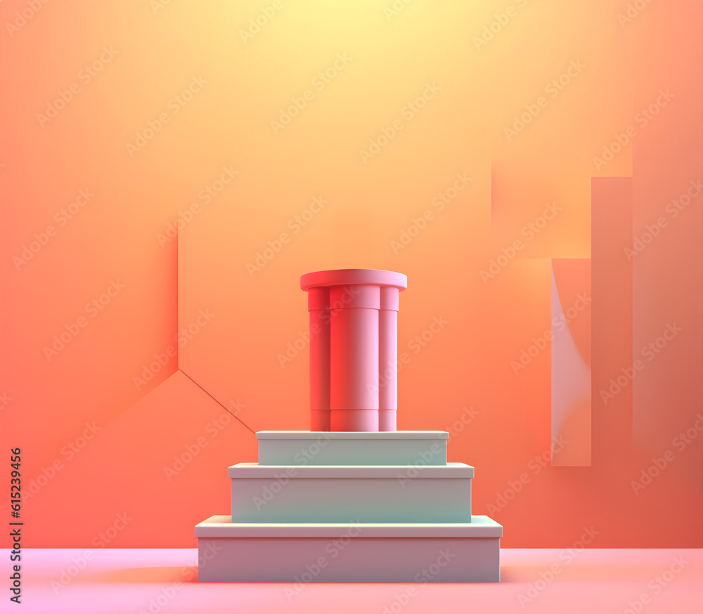 Abstract minimal concept. Speaker winner podium stage with pastel ...