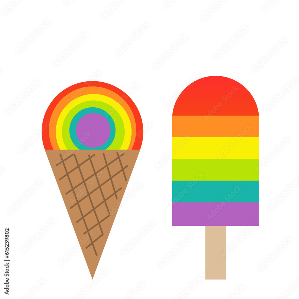 Rainbow layered ice cream clipart on transparent background, Rainbow ...