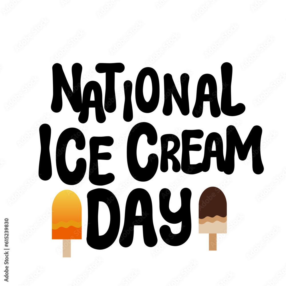 National Ice Cream Day text typography, calligraphy, lettering ...