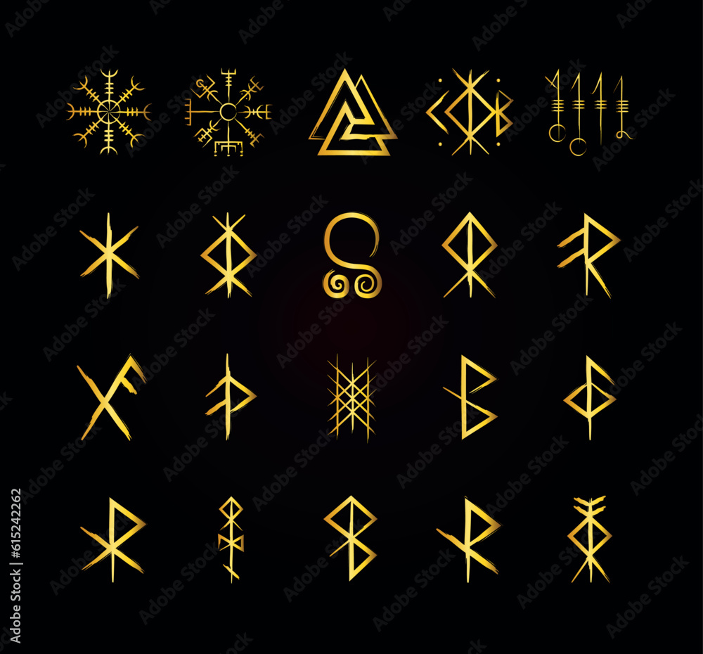 Full editable collection of norse symbols with meanings like protection ...