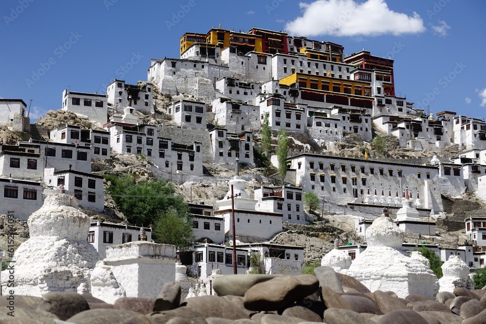 Capture the essence of Ladakh's Thiksey monastery, reminiscent of Lhasa ...
