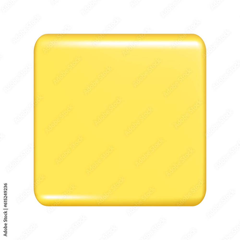 Realistic 3d yellow square frame, square button icon. Decorative 3d ...