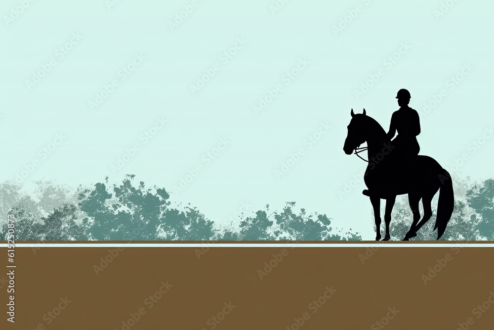 Equestrian event invitation banner with race track background, horse ...