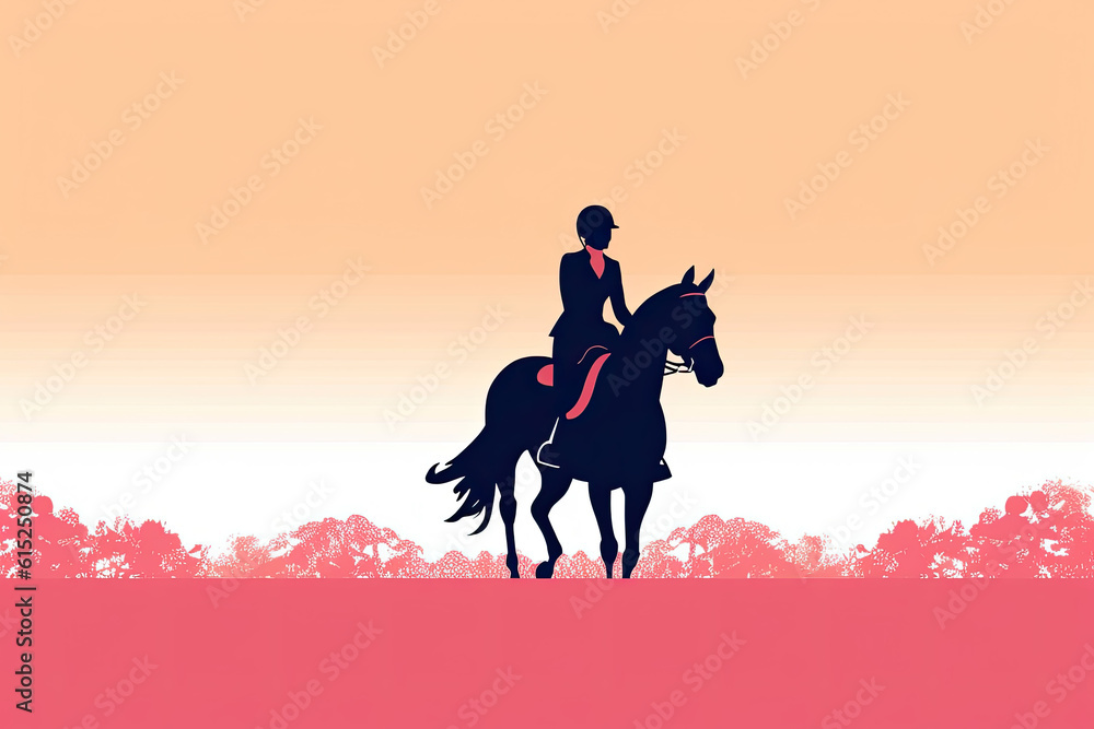 Equestrian event invitation banner with race track background, horse ...