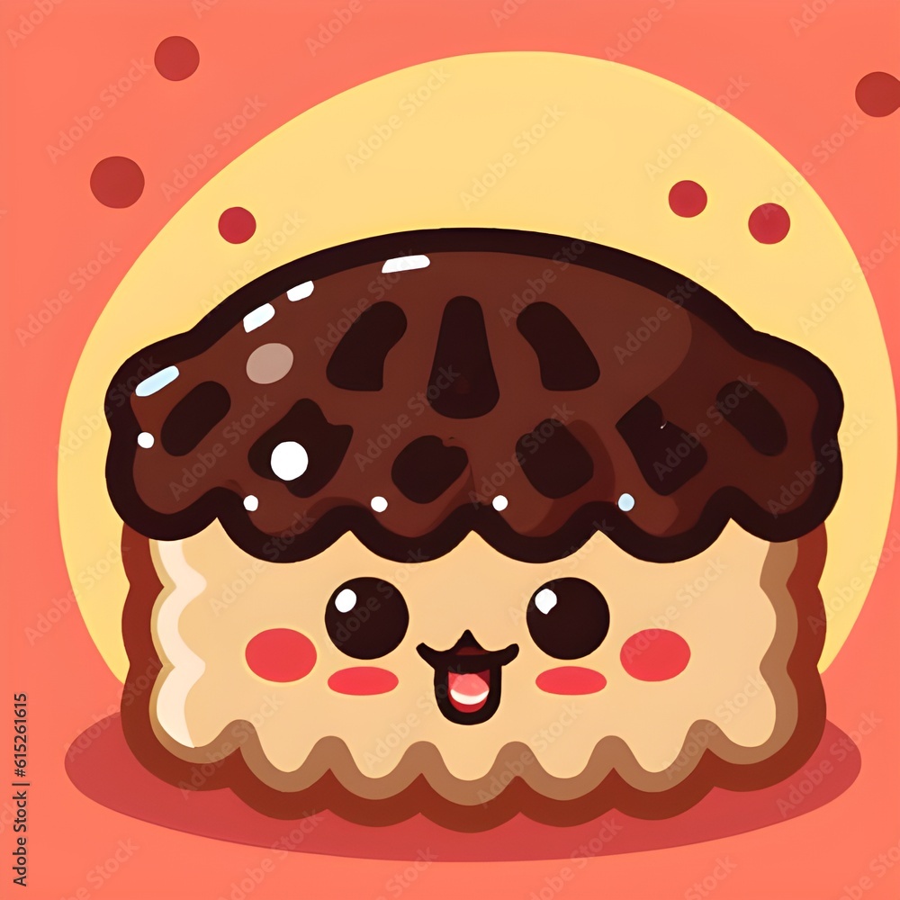 cute kawaii choco illustration, cherry art, pie, cute kawaii ...