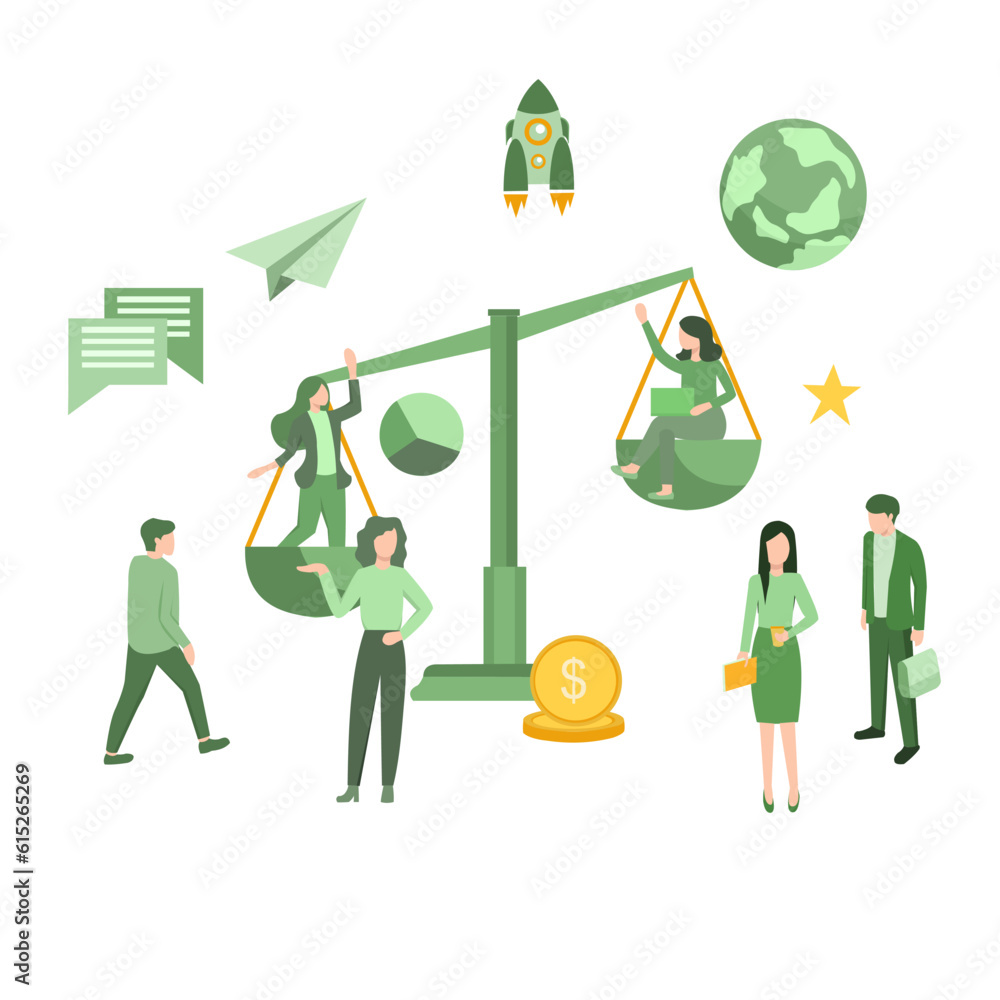 vector illustration busy employees in preparing new business launch ...