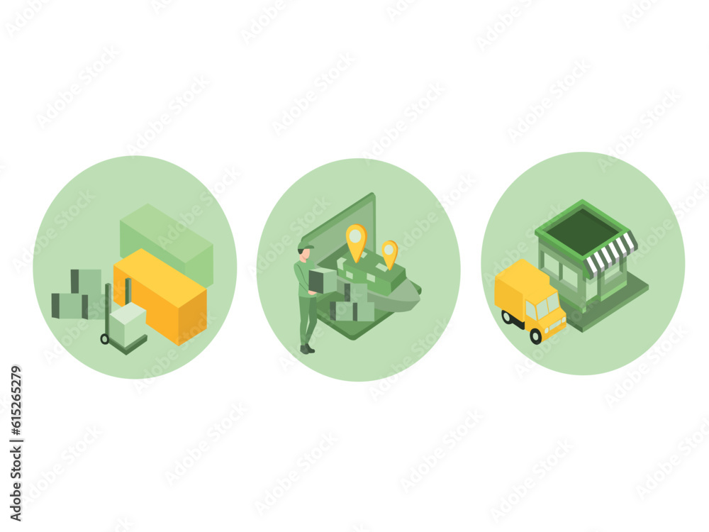 Vector Illustration of shipping On-time delivery Vehicles designed to ...