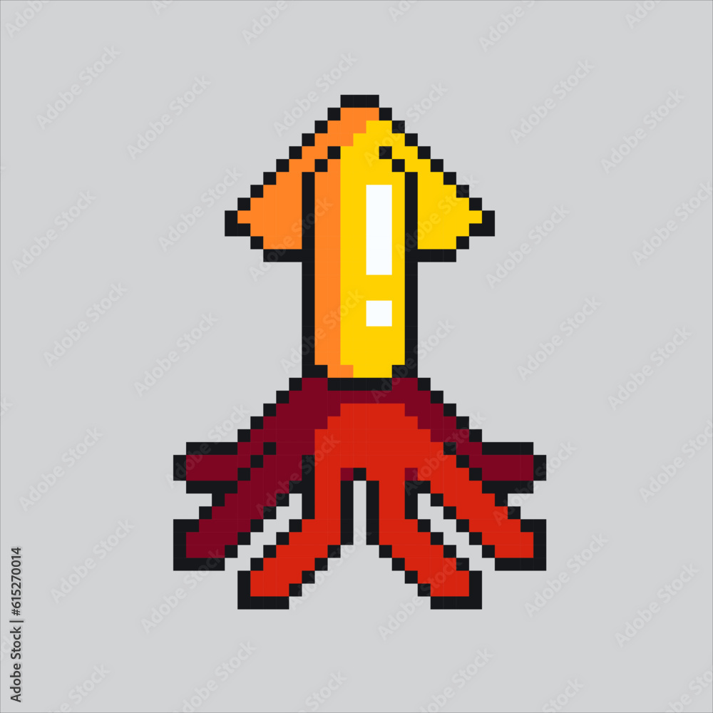 Pixel art illustration Squid. Pixelated Squid. Sea squid icon pixelated ...