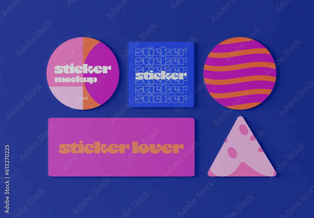 Various Shape And Size Sticker Mockup Stock Template | Adobe Stock