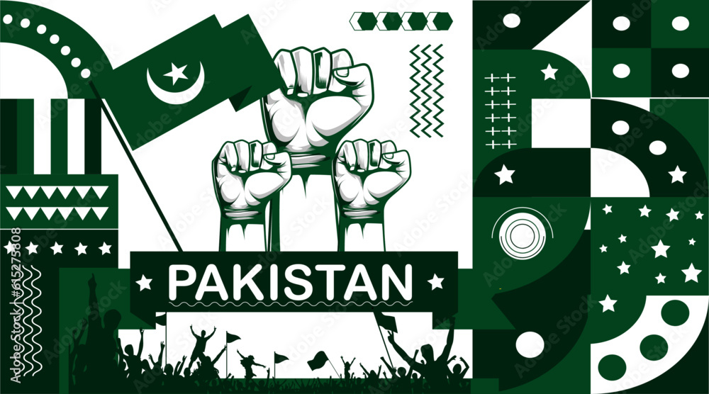 Pakistan national day banner with Pakistan flag colors theme background ...