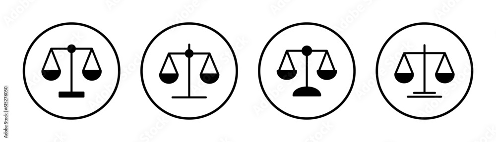 Scales icon set illustration. Law scale icon. Justice sign and symbol ...
