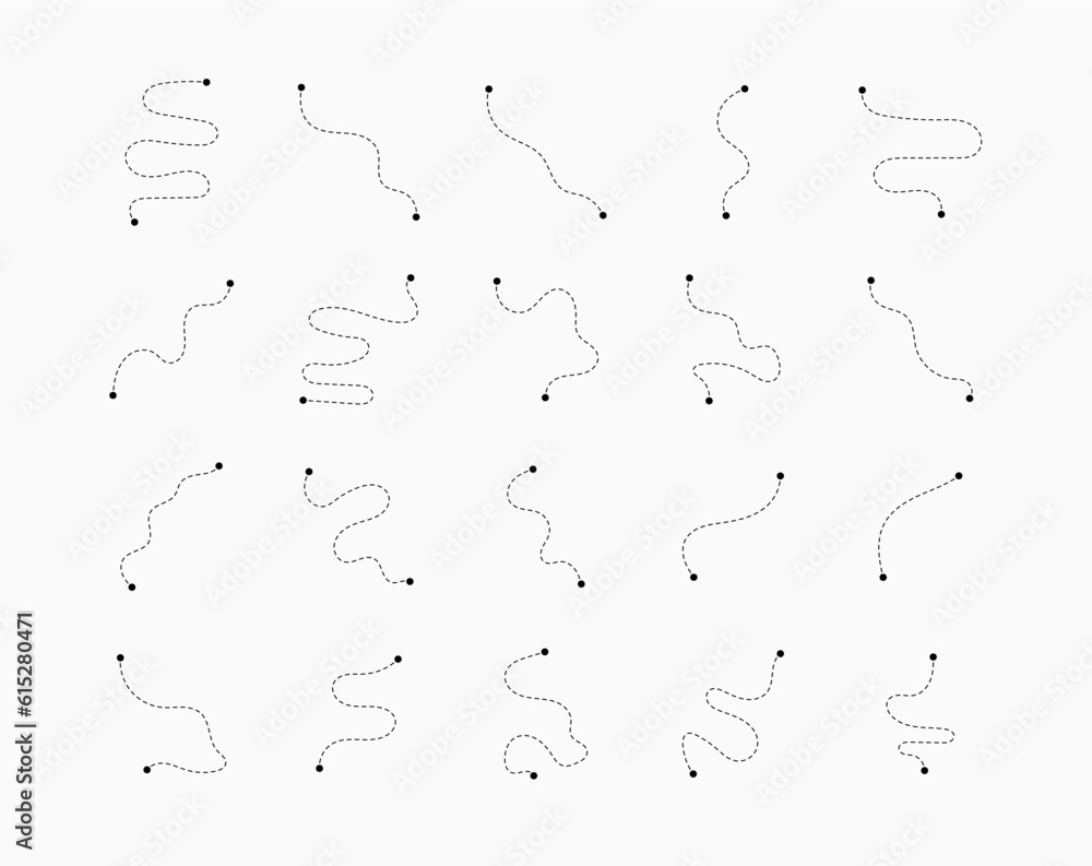 Route Journey Travel Dashed Line Path Vector Stock Vector | Adobe Stock