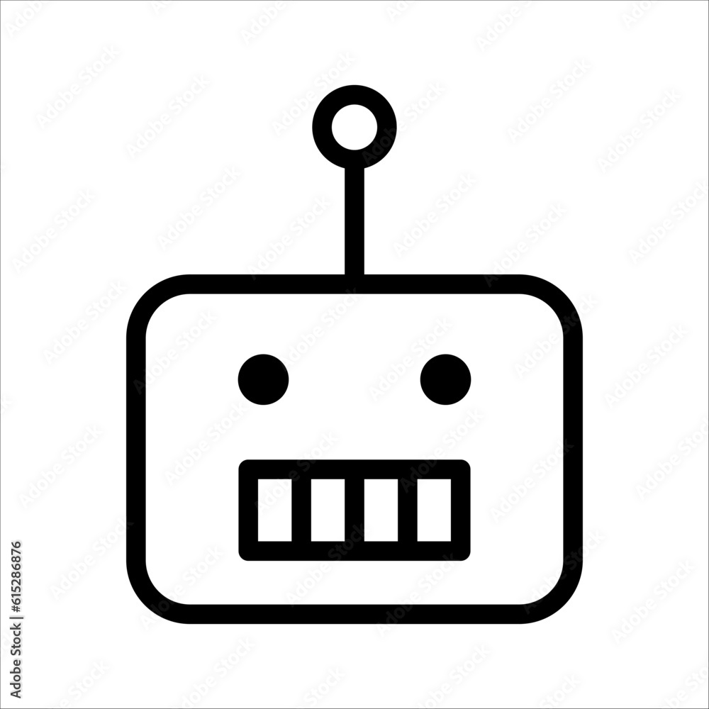 Robot icon. Chatbot icon. Cute smiling bot. Vector flat line cartoon ...