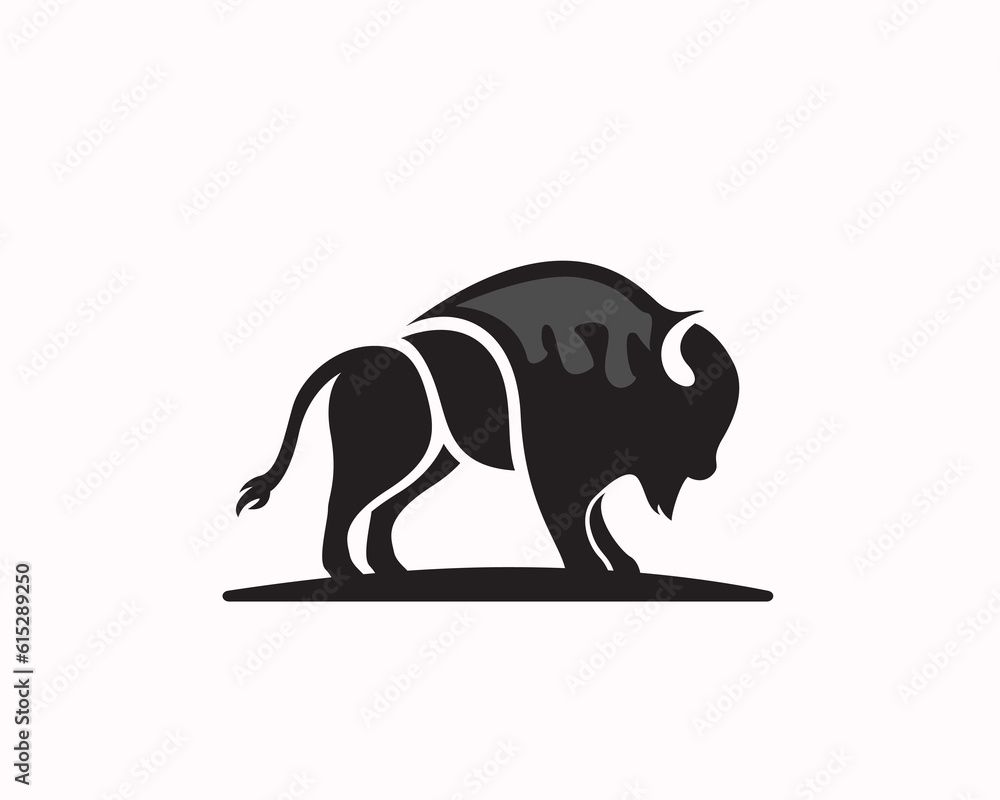 simple abstract stand bison logo design template illustration ...