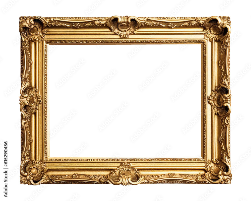 Antique carved gilded frame isolated on white background. Vintage ...