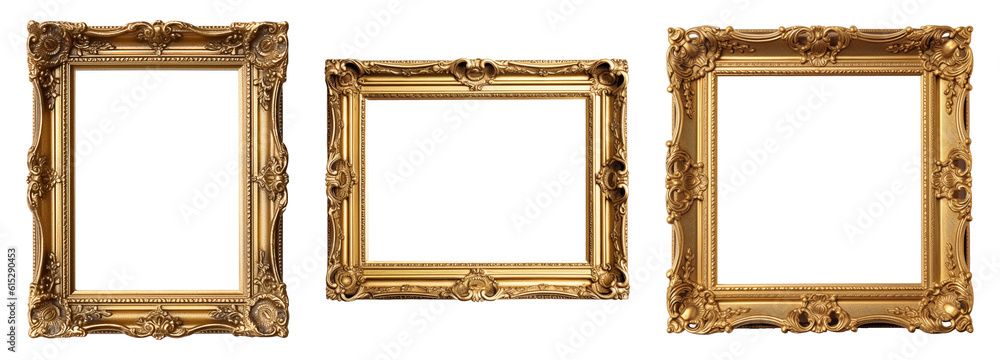 Antique carved gilded frame isolated on white background. Vintage ...