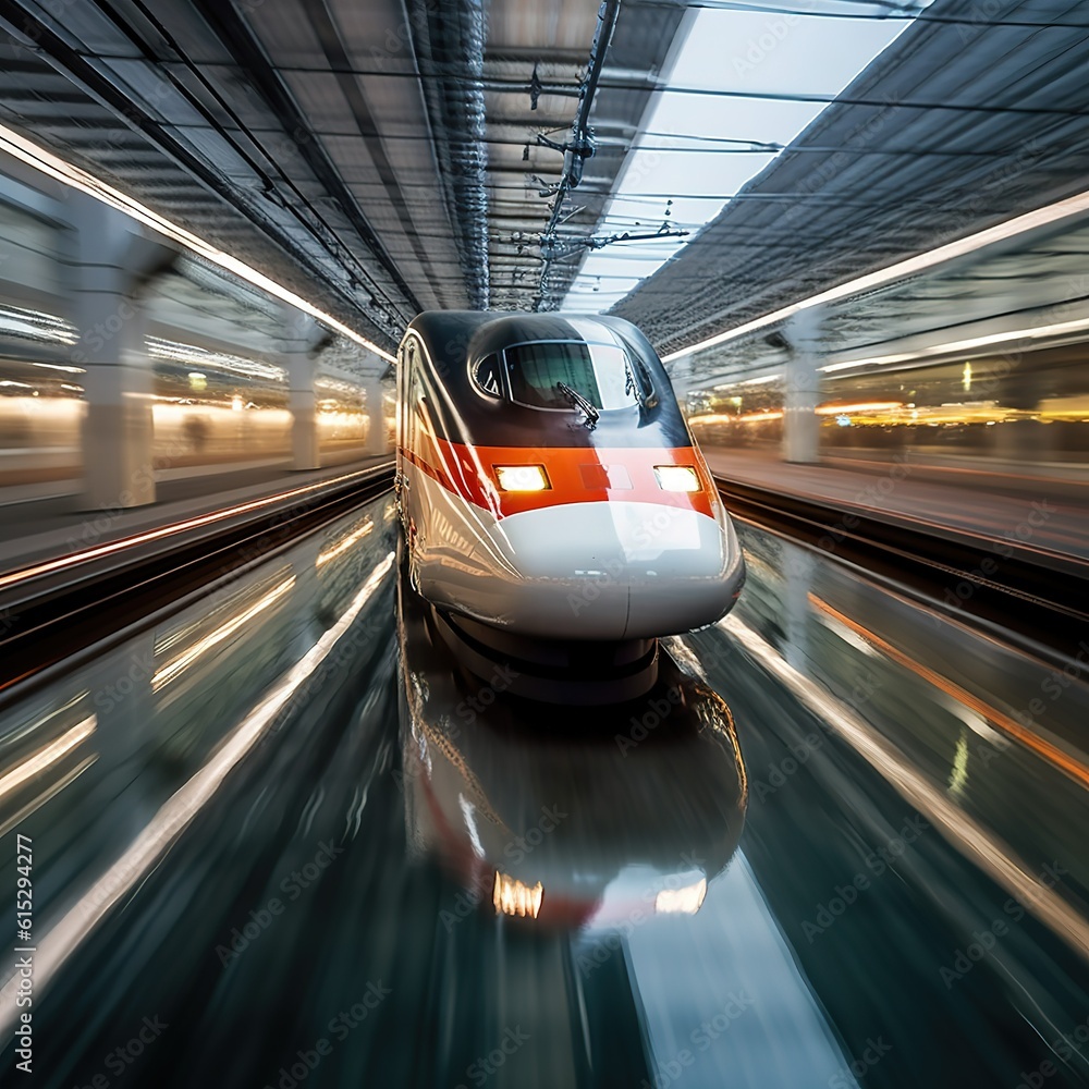 High speed train with motion blur. Concept of speed and motion. created ...