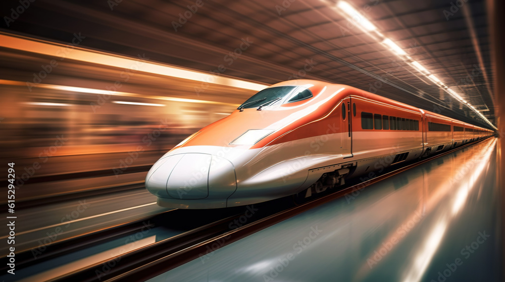 High speed train with motion blur. Concept of speed and motion. created ...
