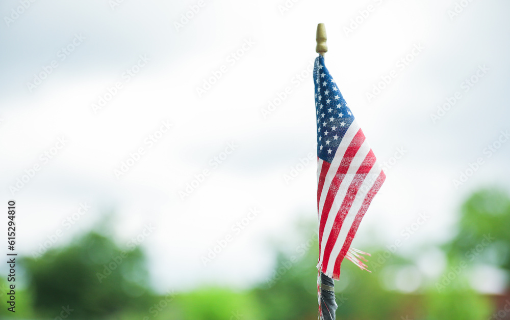 US flag waves proudly, representing the nation's history, unity ...