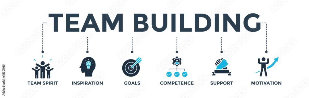 Team building banner web icon vector illustration concept with icon of ...