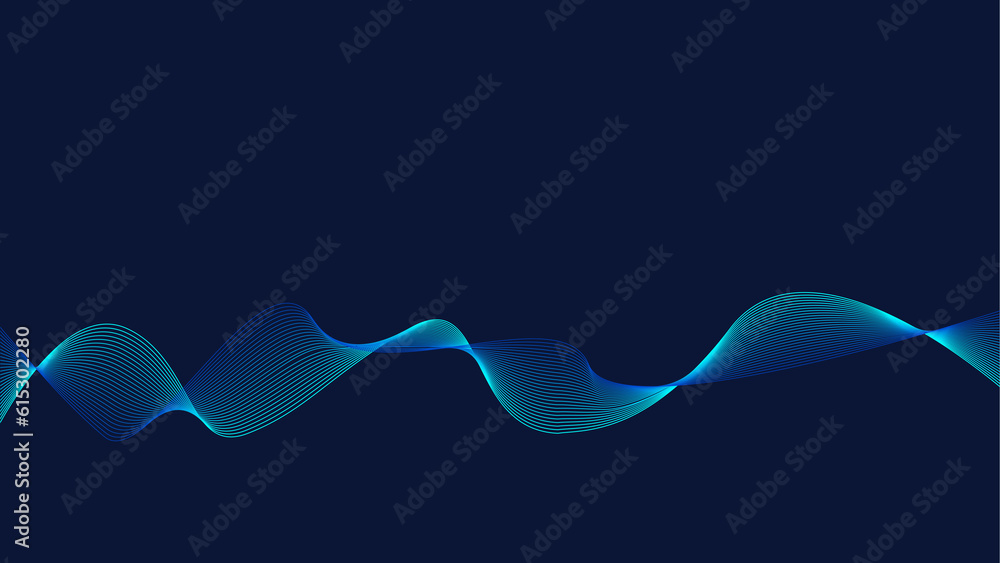 abstract wave motion pattern and dynamic mesh line on dark blue ...