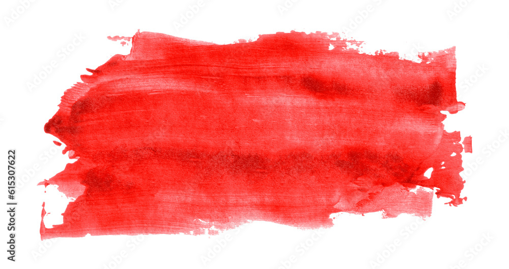 Shiny red brush watercolor painting isolated on transparent background ...