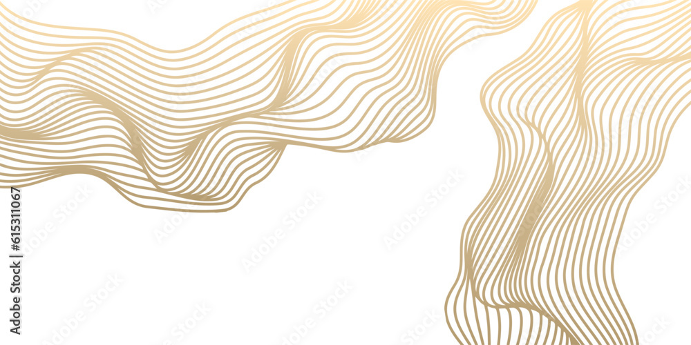 Vector abstract line art wavy flowing dynamic curve gold gradient ...