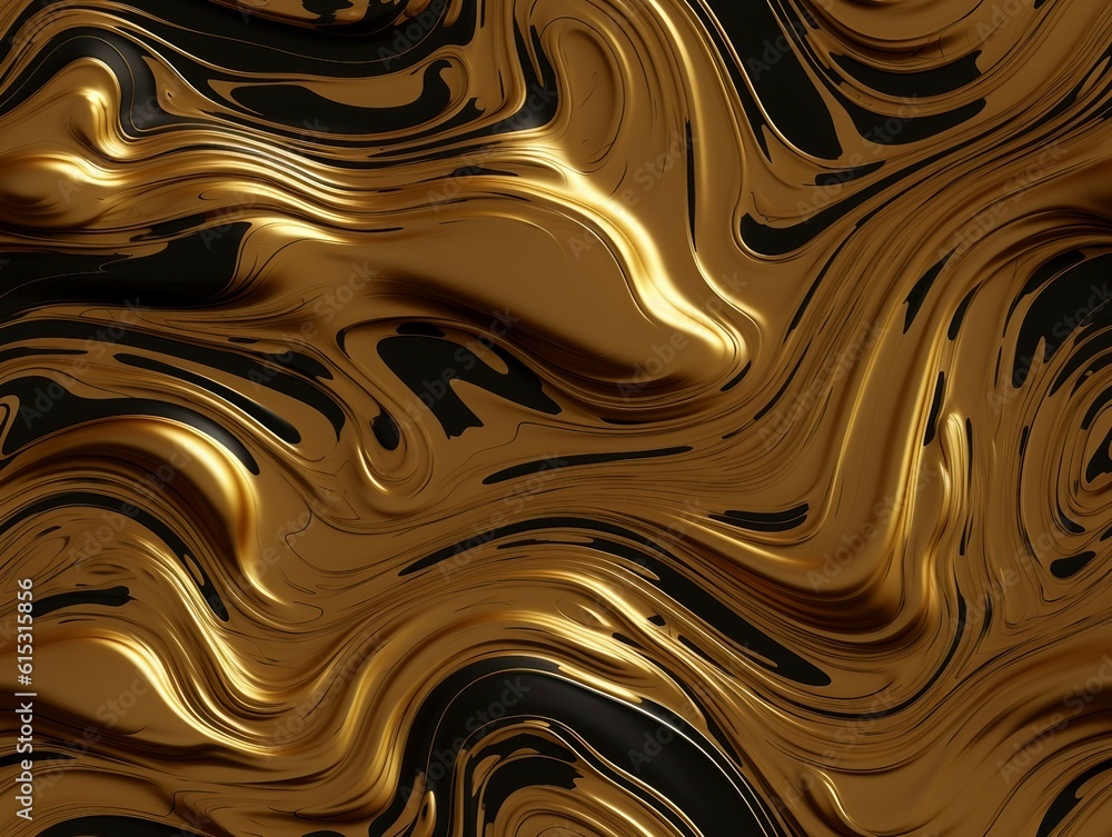 Seamless pattern of liquid melted gold metal texture background, ai ...