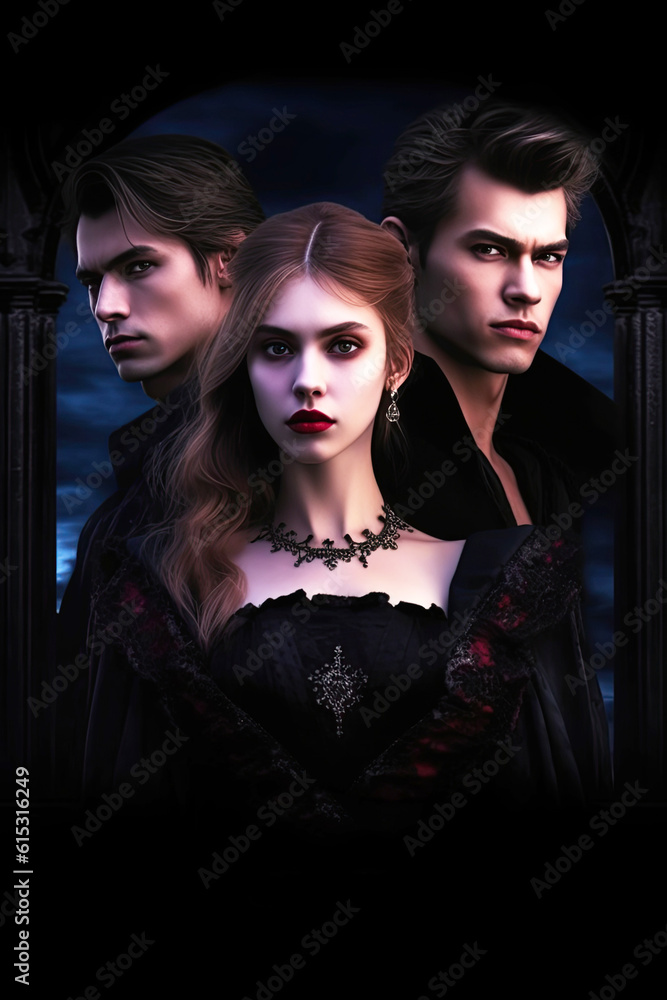 The cover of a vampire novel features three attractive vampires ...