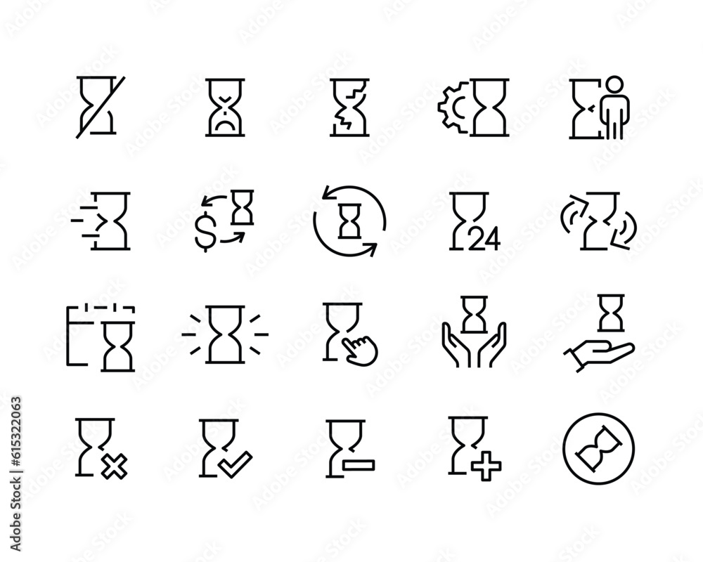 Sands of time, hourglass icon set Old sand clock icons. hourglass ...