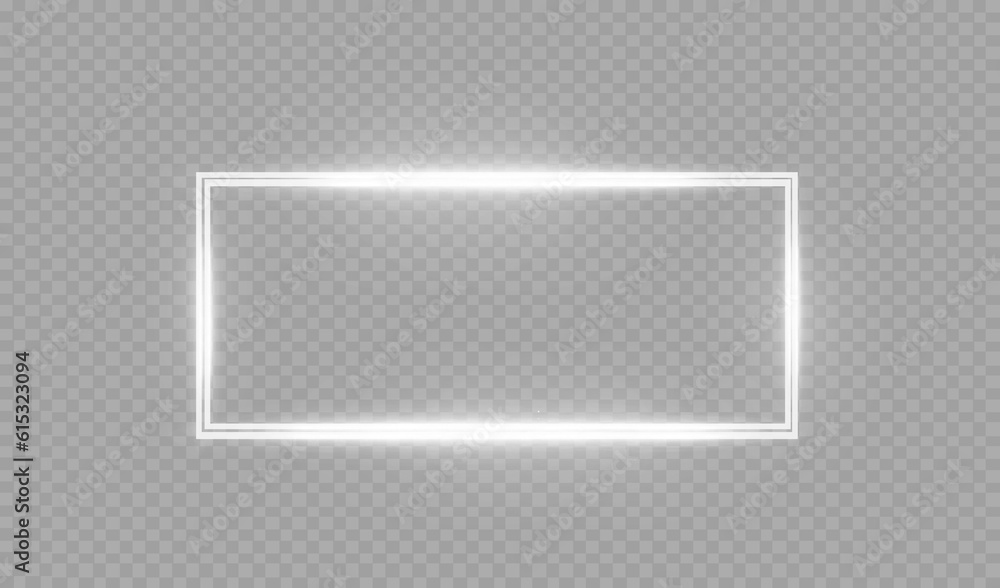 Rectangular frame with light effects. White frame. Vector illustration ...
