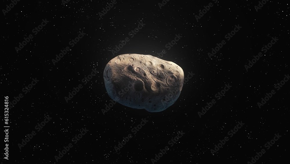 Astrophotography of an asteroid at close range. Surface of a large ...