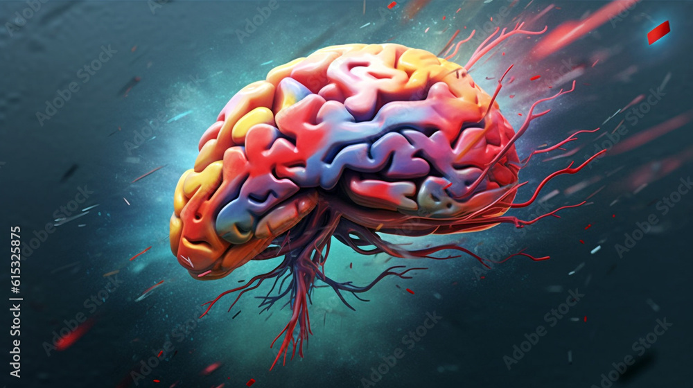 brain with vessels diverging underneath it brainstorming concept ...